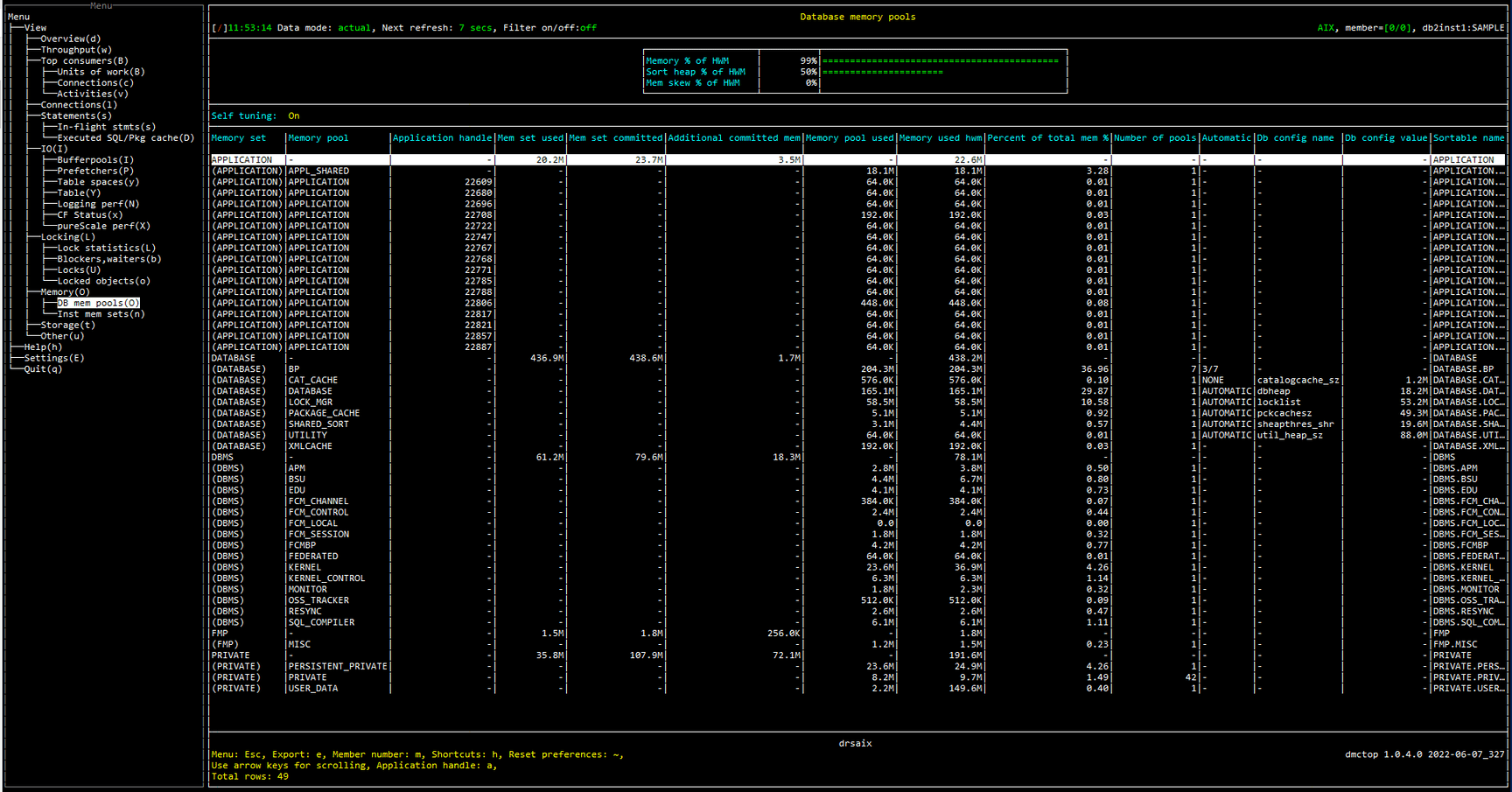 Memory / Database Memory Pools